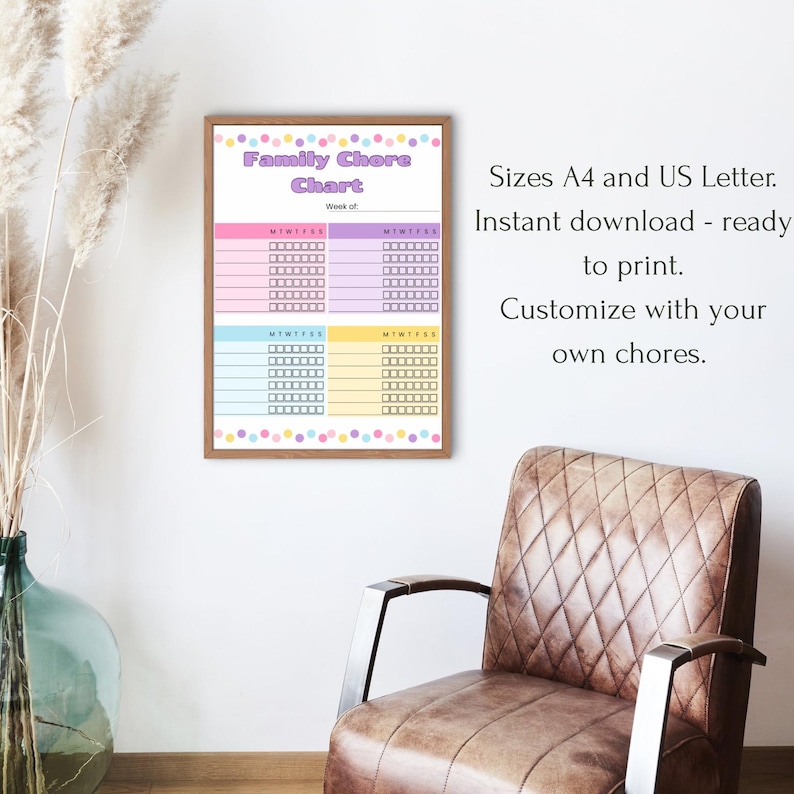 Kids Chore Chart Printable Weekly Chore Tracker for Family PDF Template ...