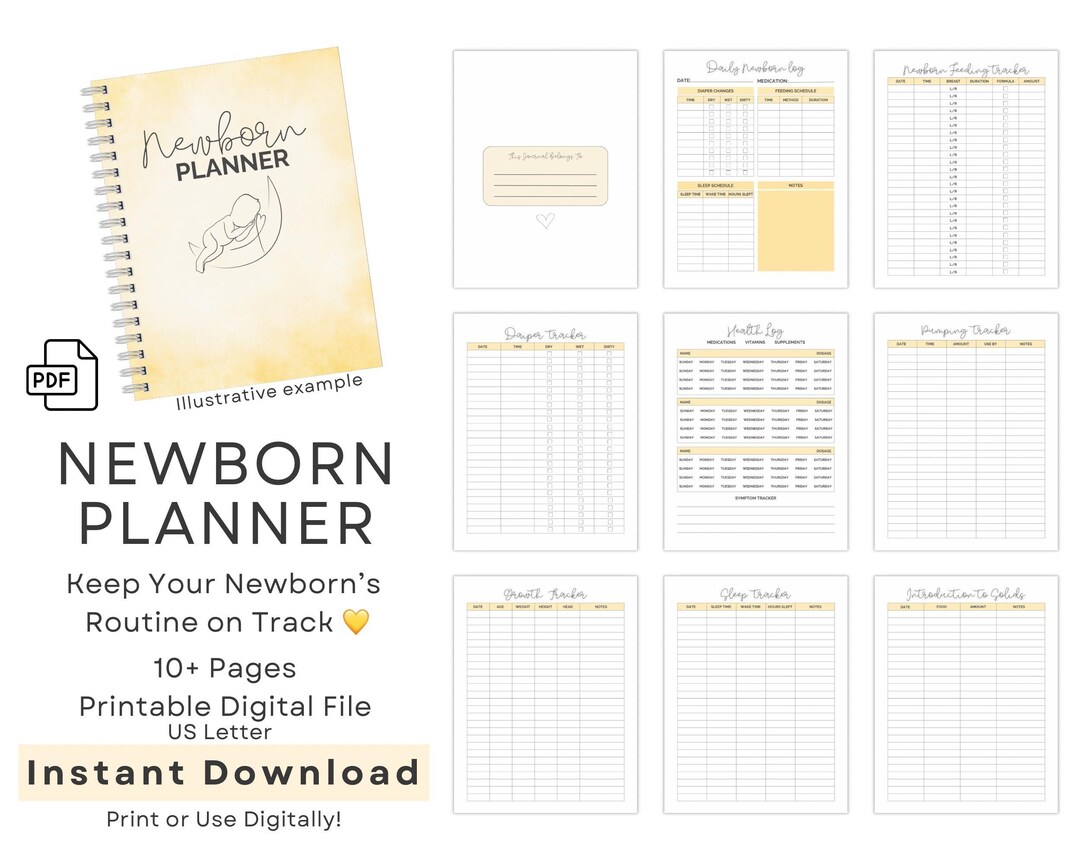 Newborn Baby Care Routine Tracker – Printable Daily Baby Log US Letter ...