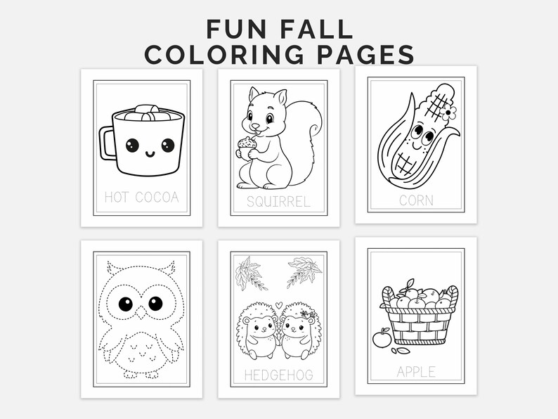 Fall Coloring Pages for Kids Printable Autumn Activity Sheets Cozy ...
