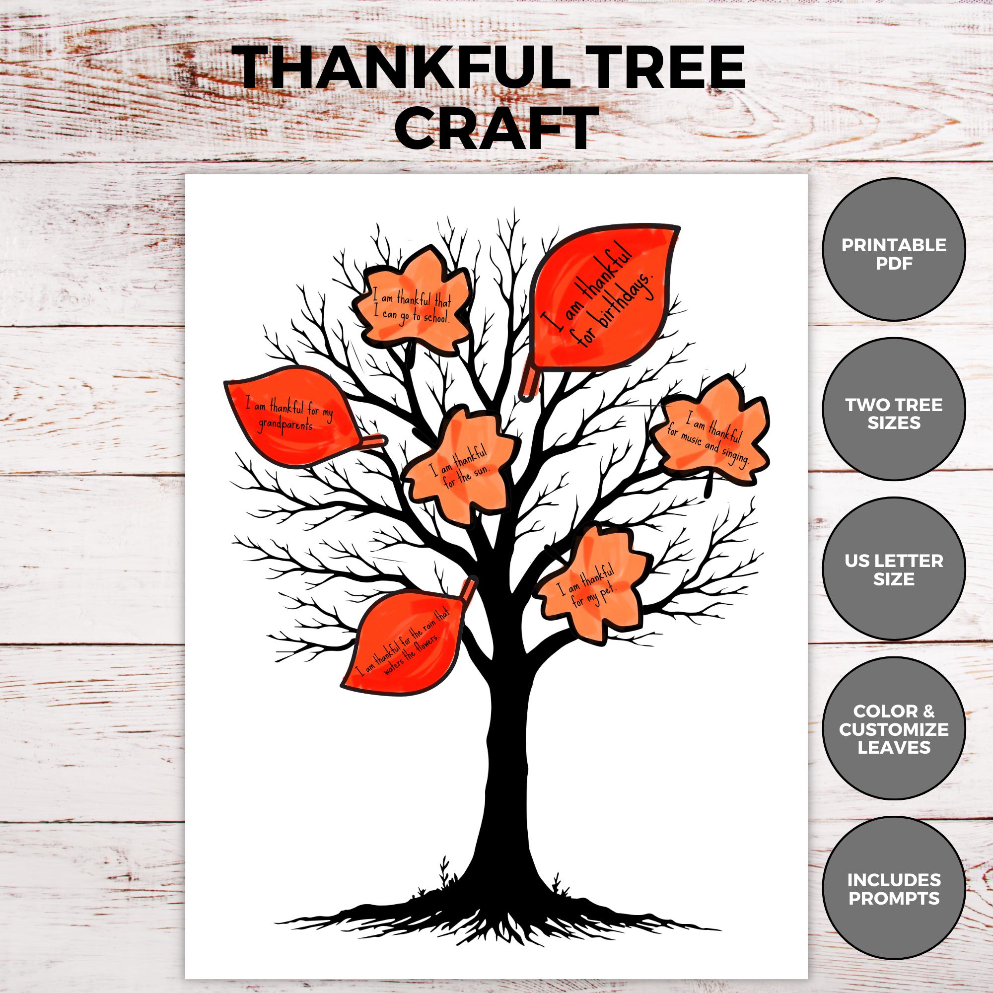 Printable Thankful Tree Craft Thanksgiving Gratitude Tree I Am Thankful ...