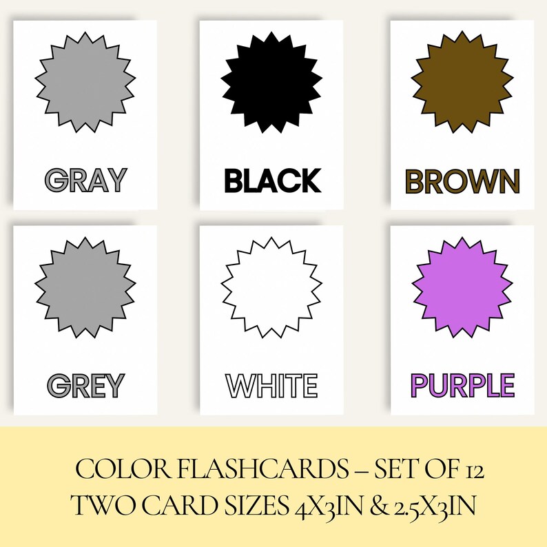 Color Flashcards for Kids – Printable Preschool Learning – 12 Colors ...