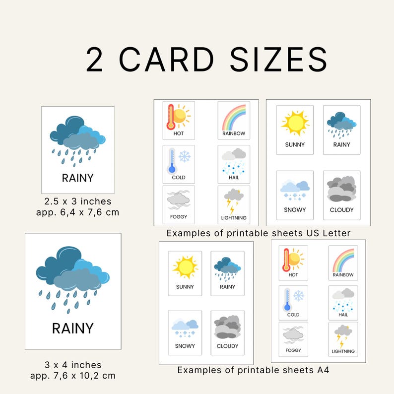 Weather Flashcards for Kids – Montessori-inspired Printable – 12 ...