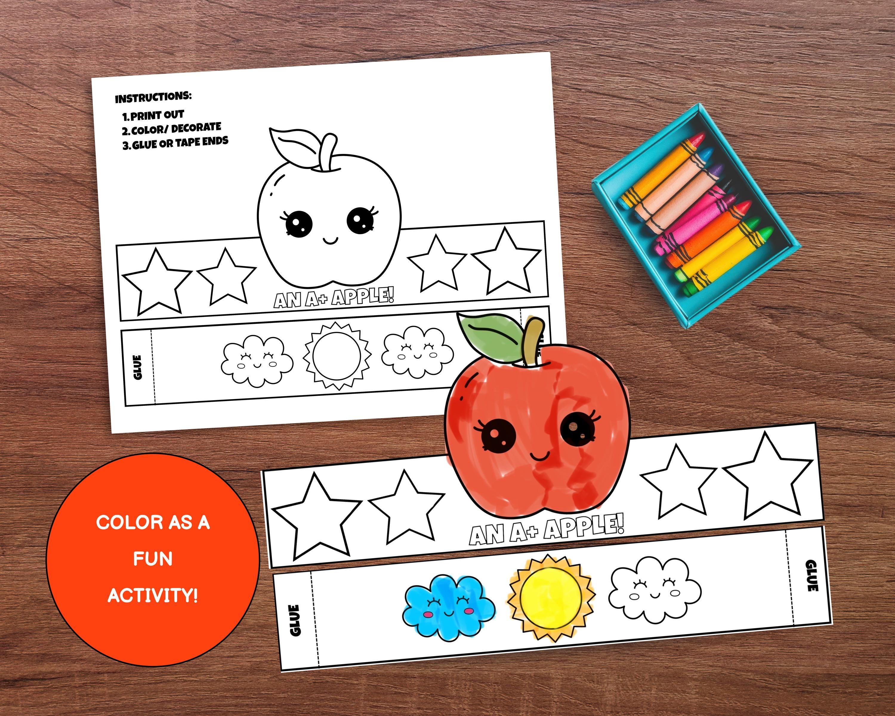 Back to School Paper Crown Coloring Craft for First Day of School Paper ...