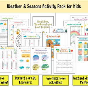 Weather and Seasons Morning Menu Bundle Printable Learning Activities ...
