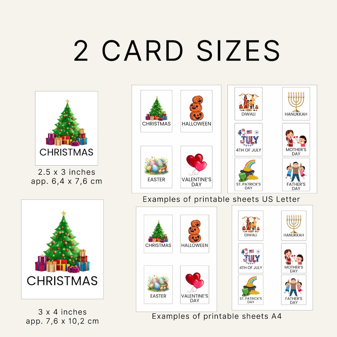 Holiday Flashcards for Kids – Printable Preschool Learning – 2 Sizes ...