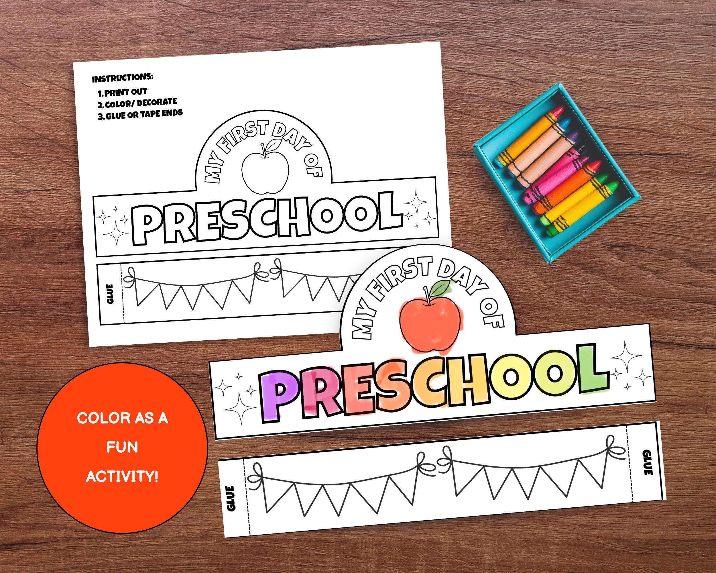 Back to School Paper Crown Coloring Craft for First Day of School Paper ...