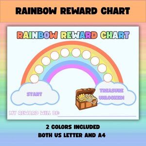 Rainbow Reward Chart for Kids | Printable Behavior Tracker | 2 Color ...