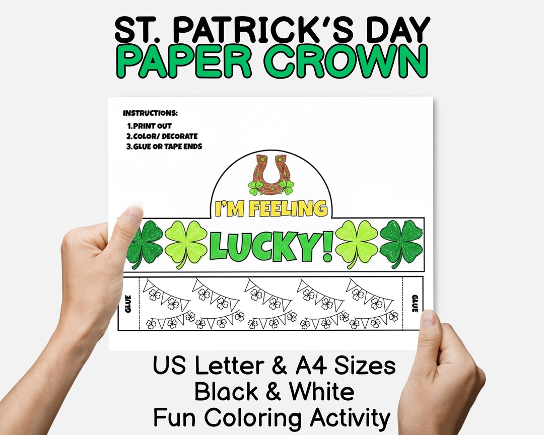 St Patrick’s Day Paper Crown Printable Coloring Craft Paper Crown DIY ...