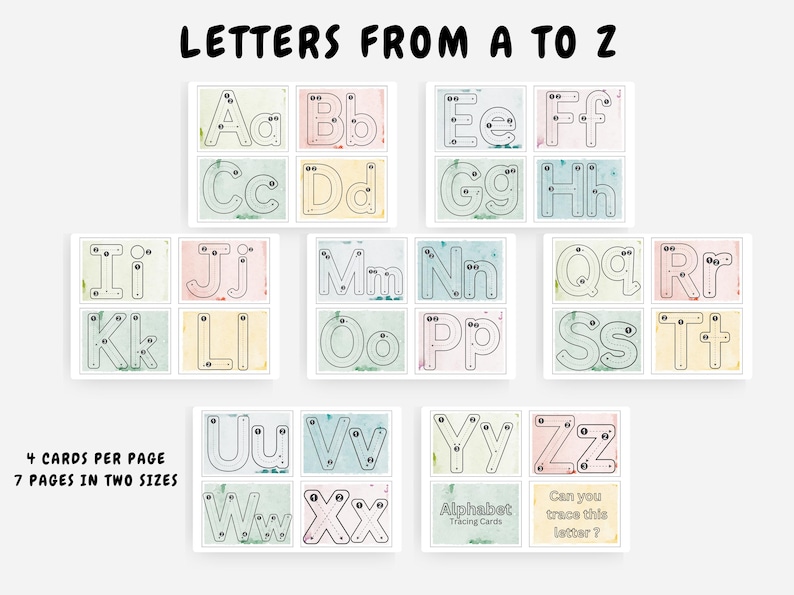 Alphabet Tracing Worksheet: Pastel ABC Flashcards for Kids (digital ...