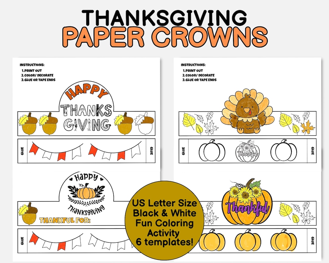 Thanksgivin Crafts Thanksgiving Day Paper Crown Bundle Coloring Head ...