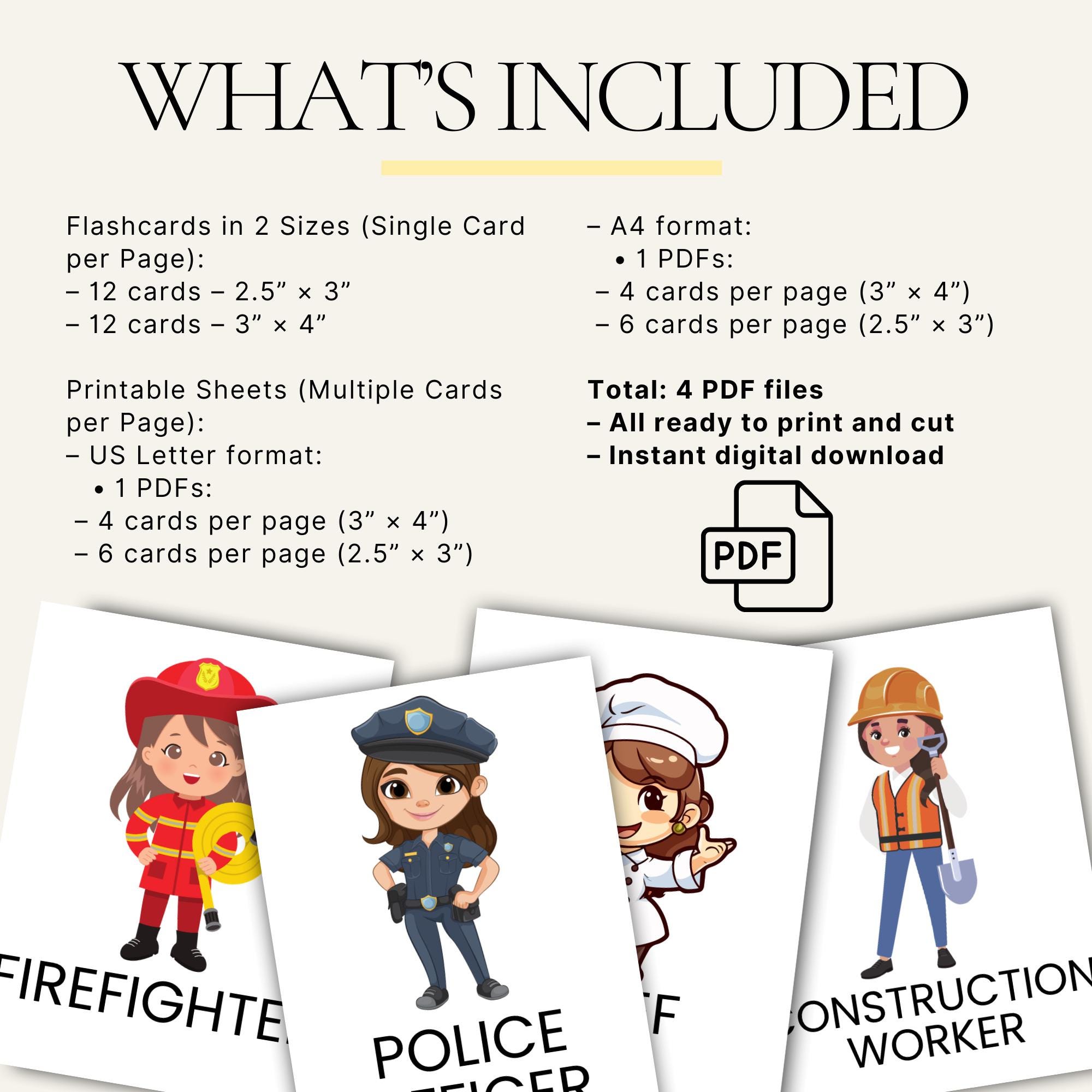 Occupations Flashcards for Kids Flashcards Printable Professions ...