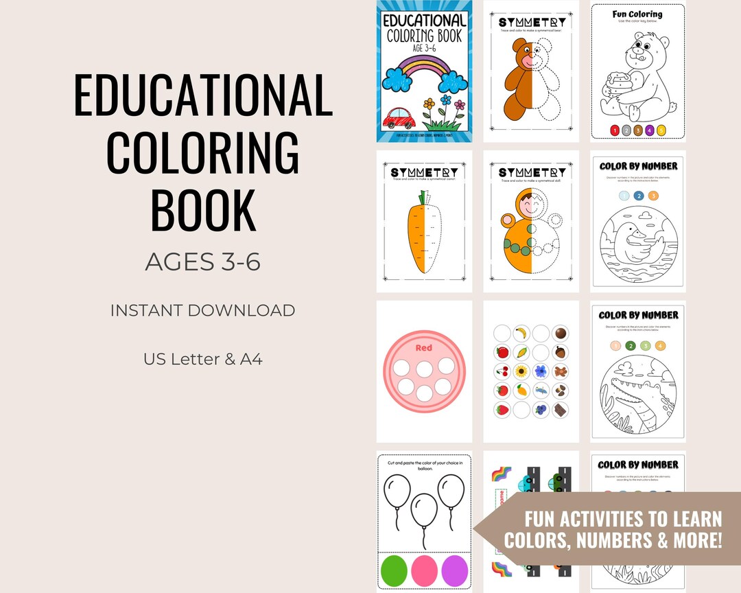Printable Coloring Book for Kids, Learn Colors for Toddlers Worksheets ...