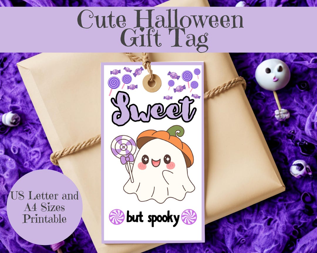 Girly Halloween Treat Bag Tag Printable Halloween Gift Tags Cute Ghost ...