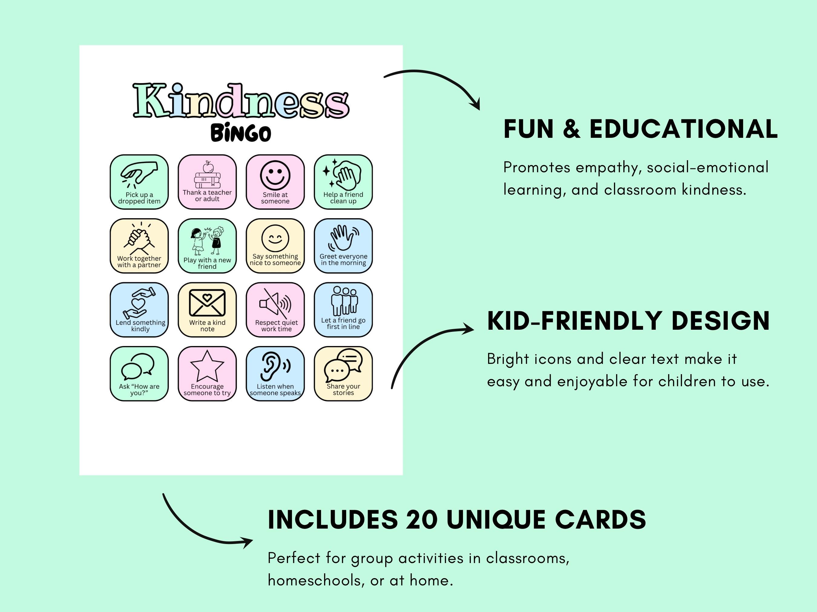 Kindness Bingo for Kids – SEL Printable Game – Social Emotional ...