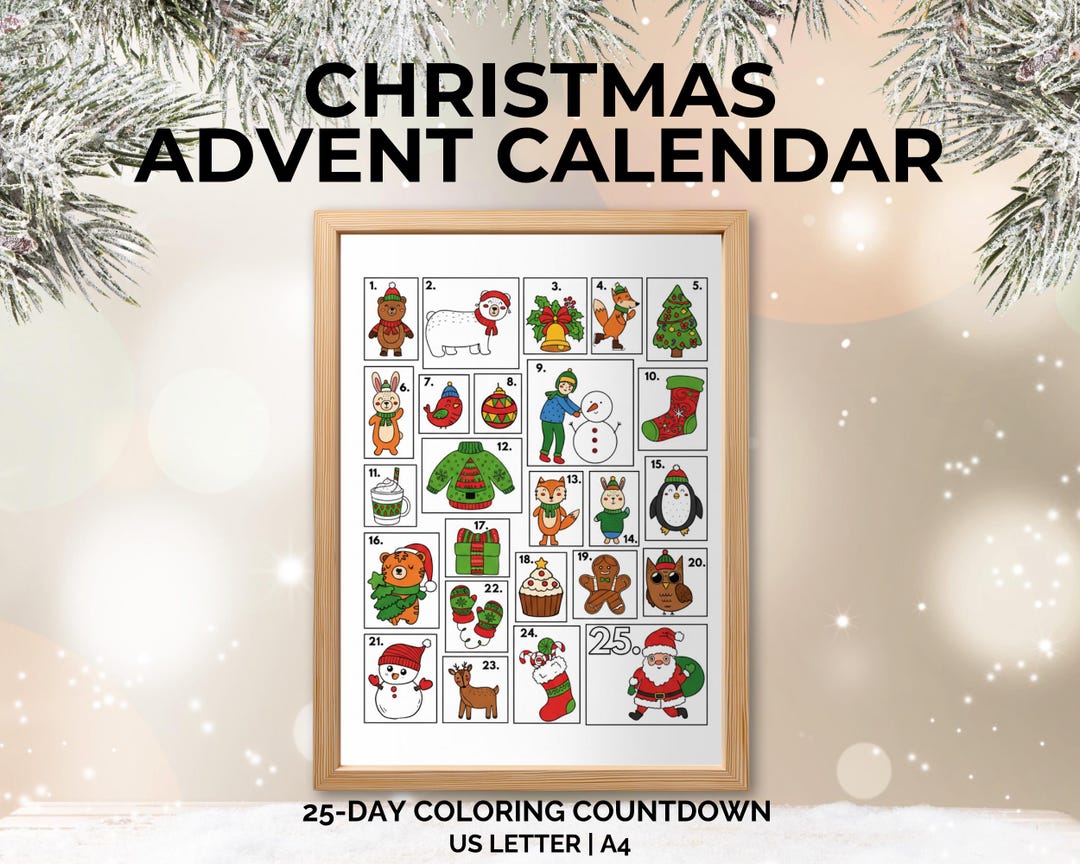Christmas Advent Calendar 2026 Printable Christmas Countdown for Kids ...