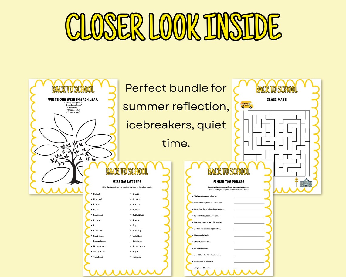 Back to School Activities Classroom Games for Kids Printable ...