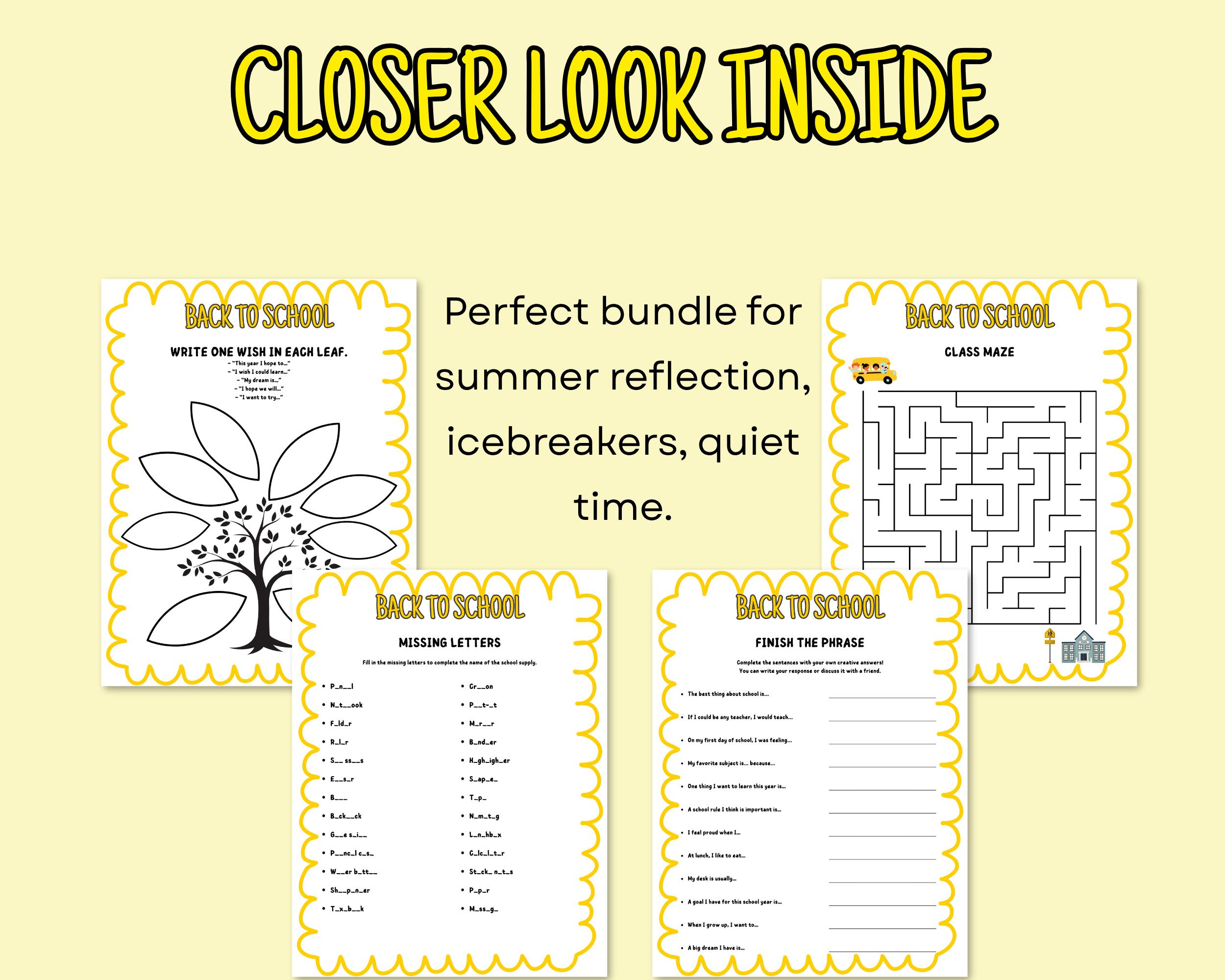 Back to School Activities Classroom Games for Kids Printable ...