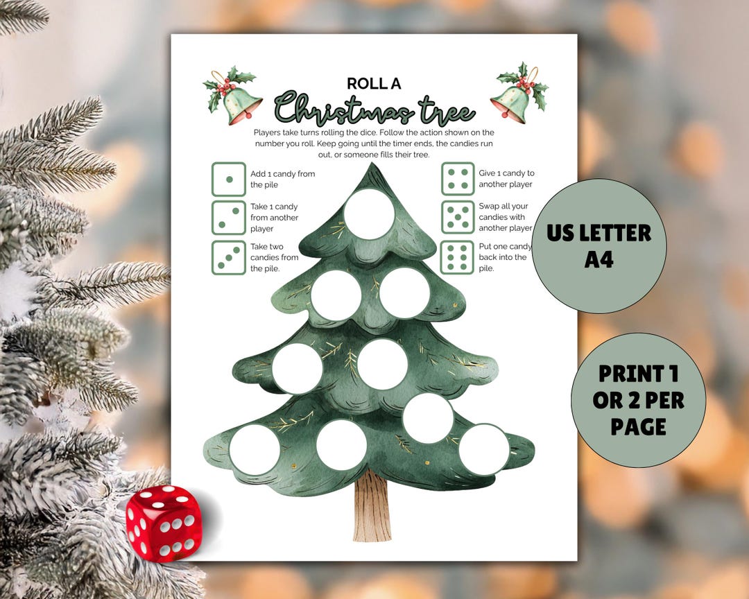 Christmas Candy Dice Game, Printable Dice Game, Christmas Party ...