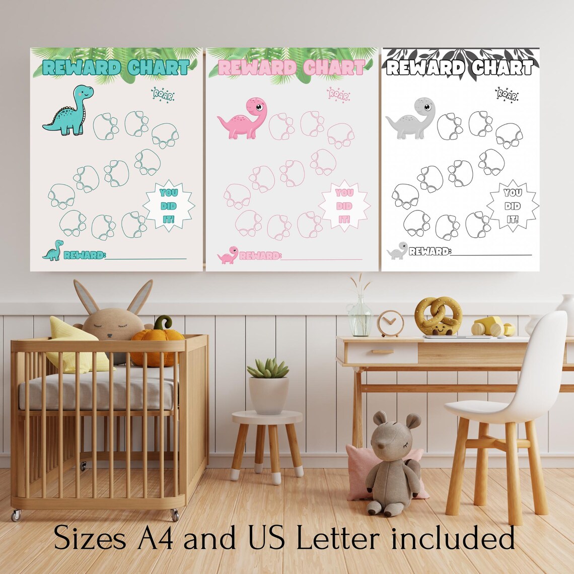 Dinosaur Reward Chart for Kids Printable Behavior Chart Toddler Sticker ...