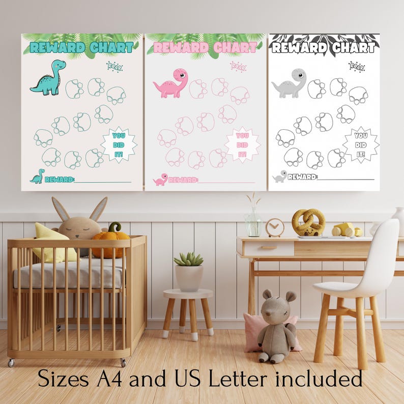Dinosaur Reward Chart for Kids Printable Behavior Chart Toddler Sticker ...