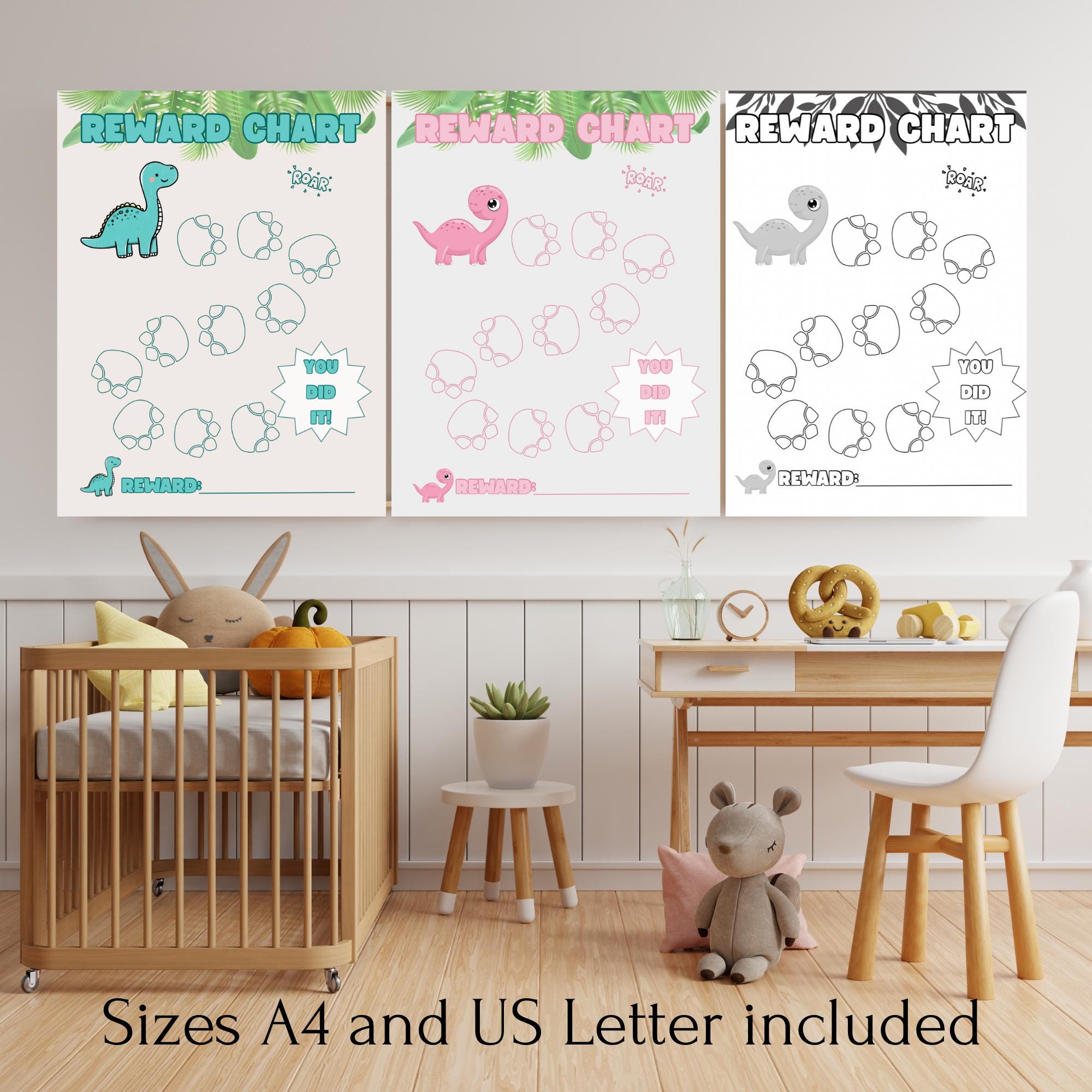 Dinosaur Reward Chart for Kids Printable Behavior Chart Toddler Sticker ...