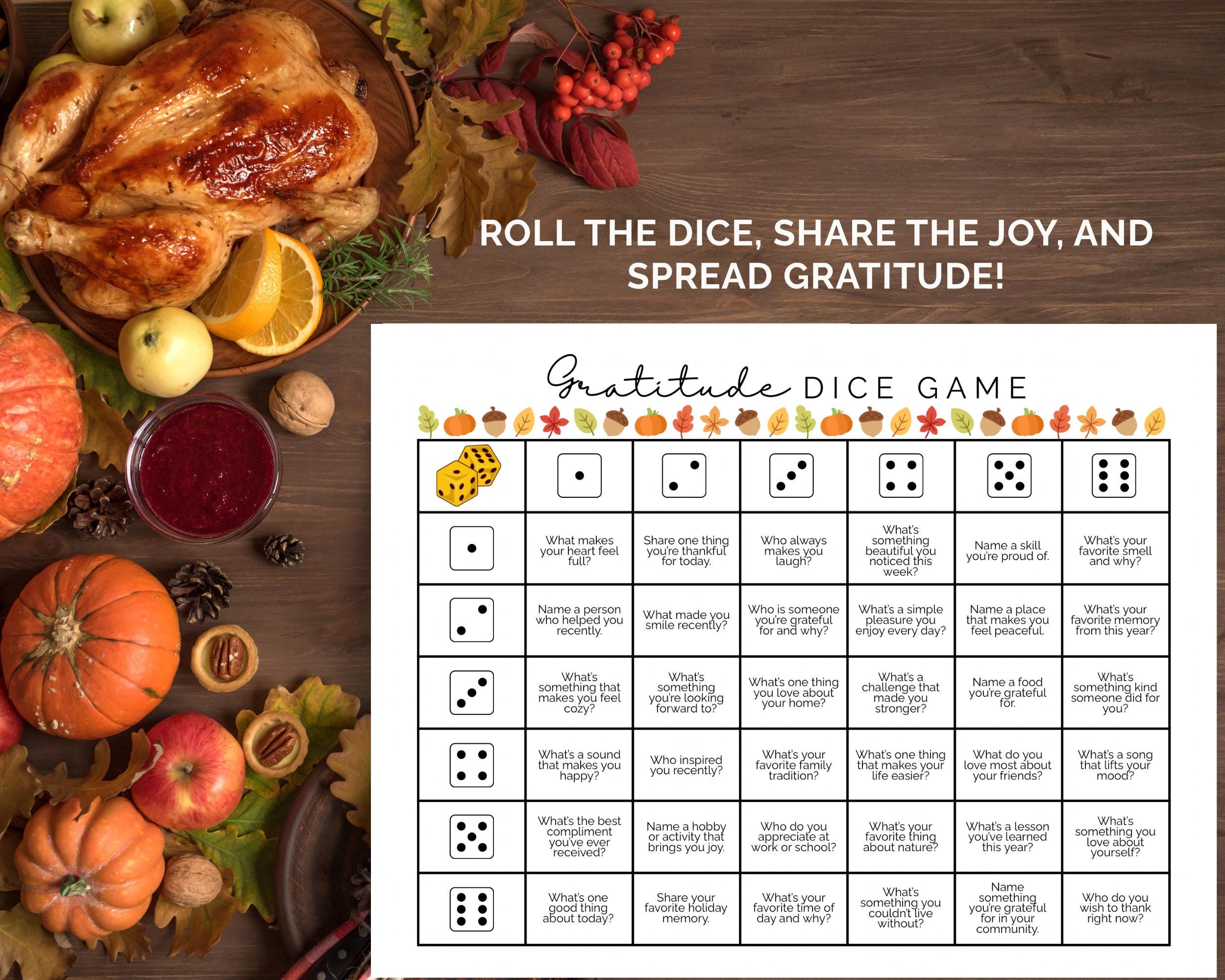 Gratitude Dice Game, Thanksgiving Icebreaker Game, Party Activity - Etsy