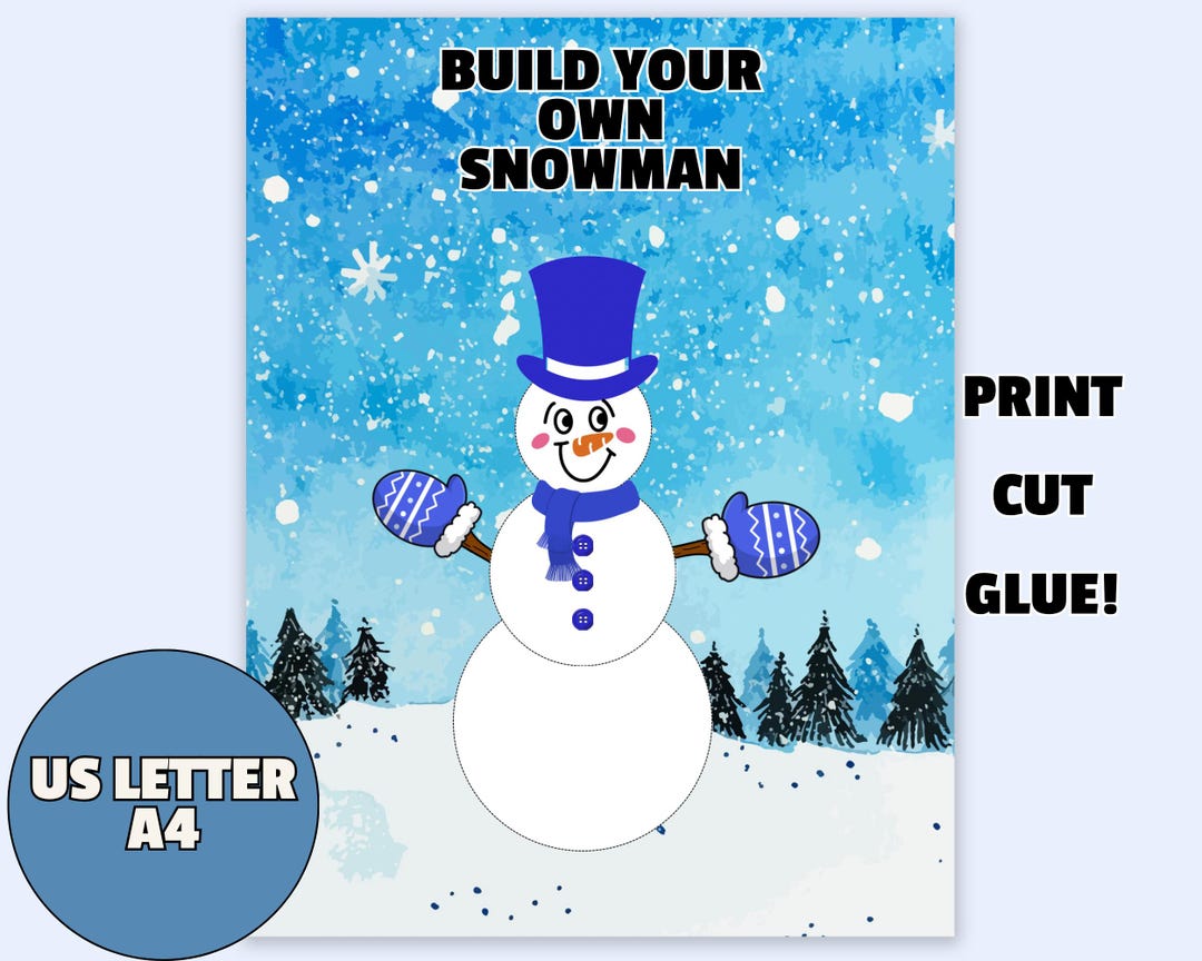Build A Snowman Printable Cut and Glue Winter Activity for Kids Build A ...