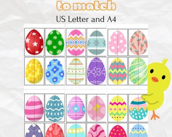 Easter Egg Matching Game for Kids | Printable Cut and Match Activity ...