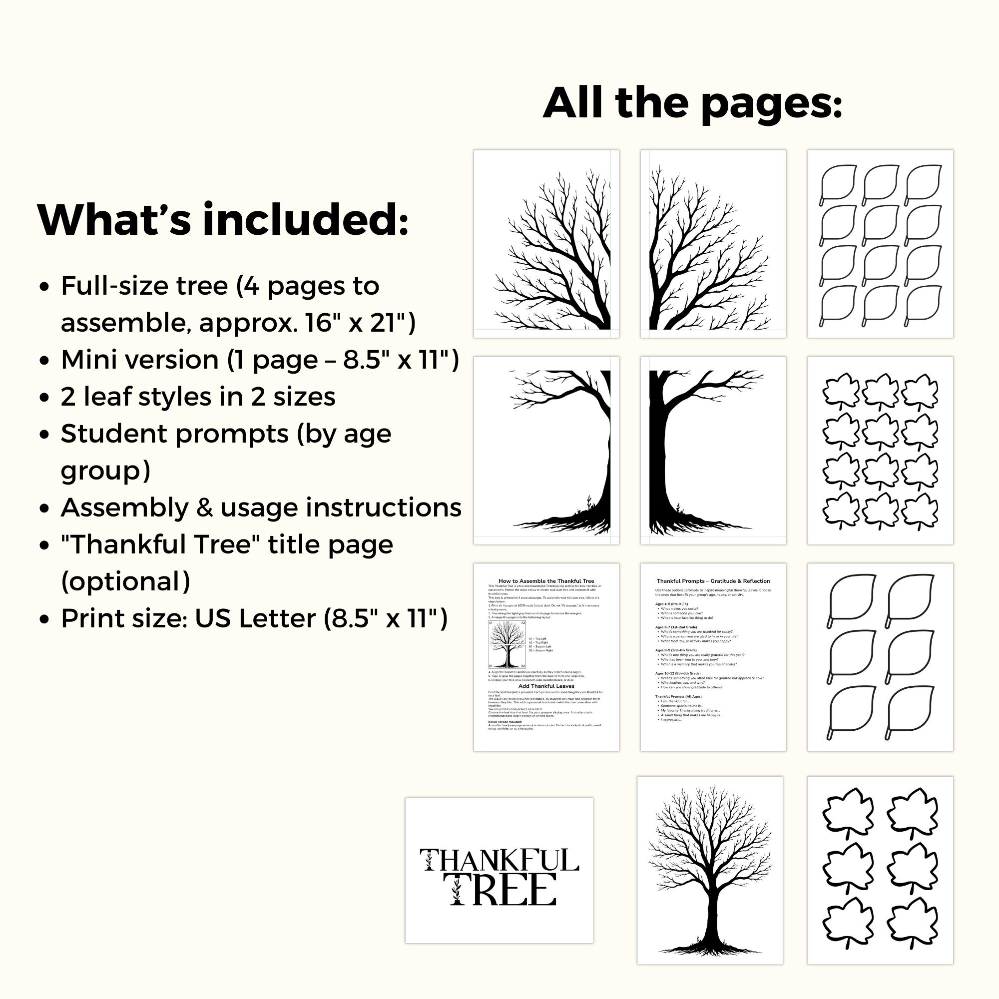 Printable Thankful Tree Craft Thanksgiving Gratitude Tree I Am Thankful ...