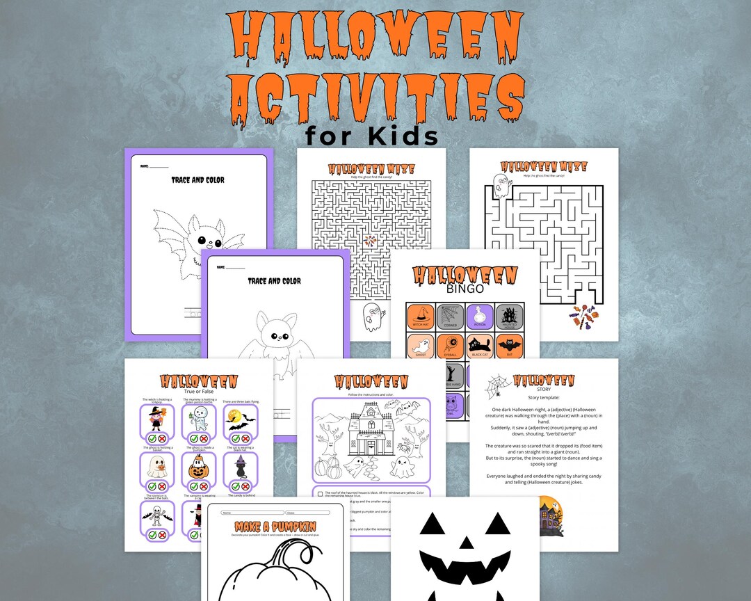 Halloween Activities Printable Bundle Halloween Worksheets for Kids ...