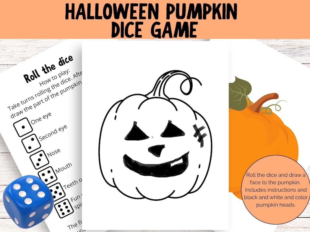 Printable Pumpkin Dice Game: DIY Jack O' Lantern Faces (PDF Download ...