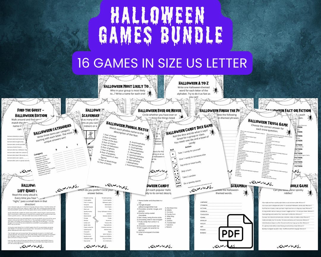 Printable Halloween Games for Kids and Families and Classroom, Trivia ...