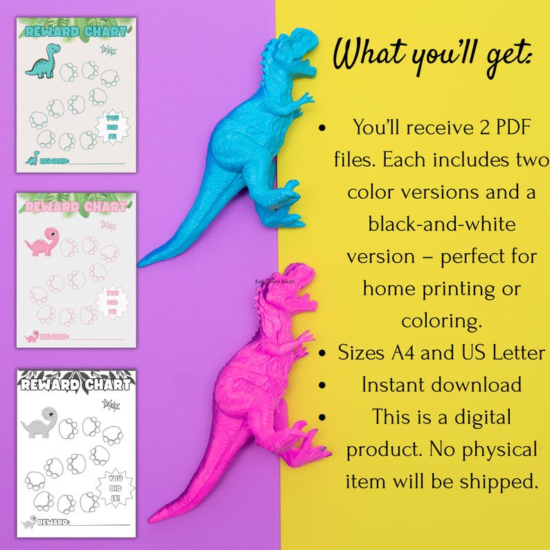 Dinosaur Reward Chart for Kids Printable Behavior Chart Toddler Sticker ...