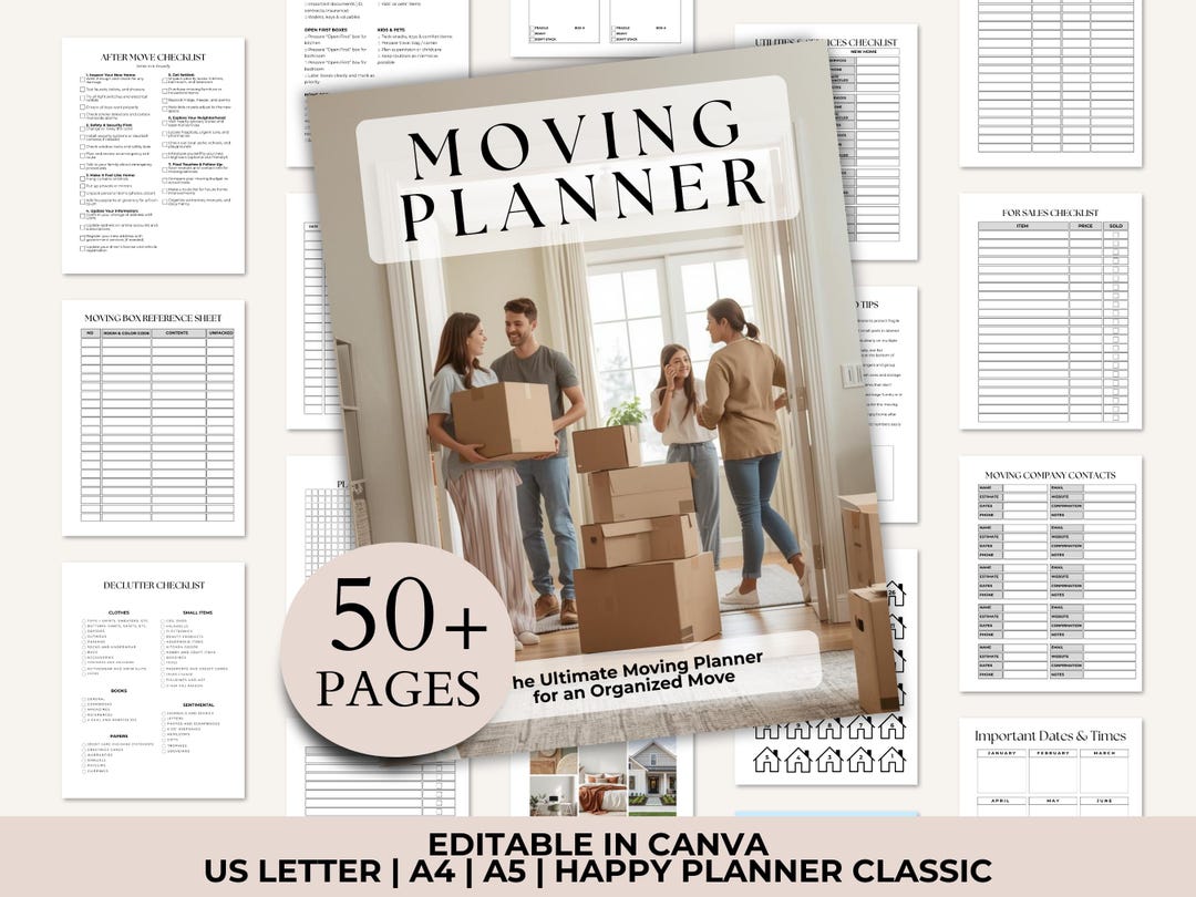Editable Moving Planner, Digital Moving Binder, Moving Checklist ...