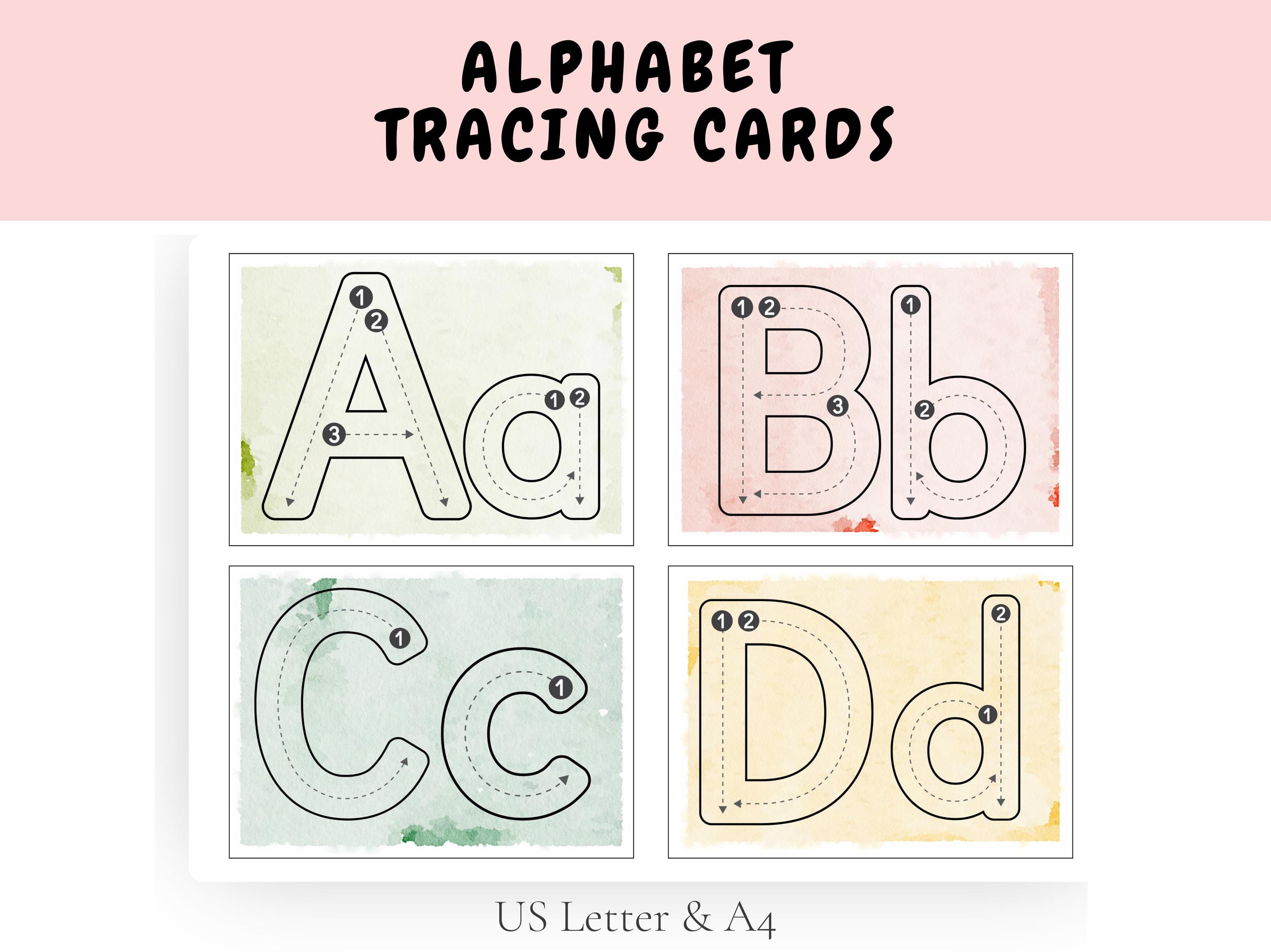 Alphabet Tracing Worksheet: Pastel ABC Flashcards for Kids (digital ...