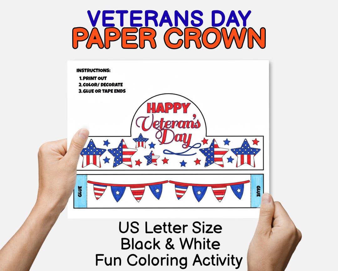 Veterans Day Craft for Kids Veterans Day Paper Crown Coloring Head ...