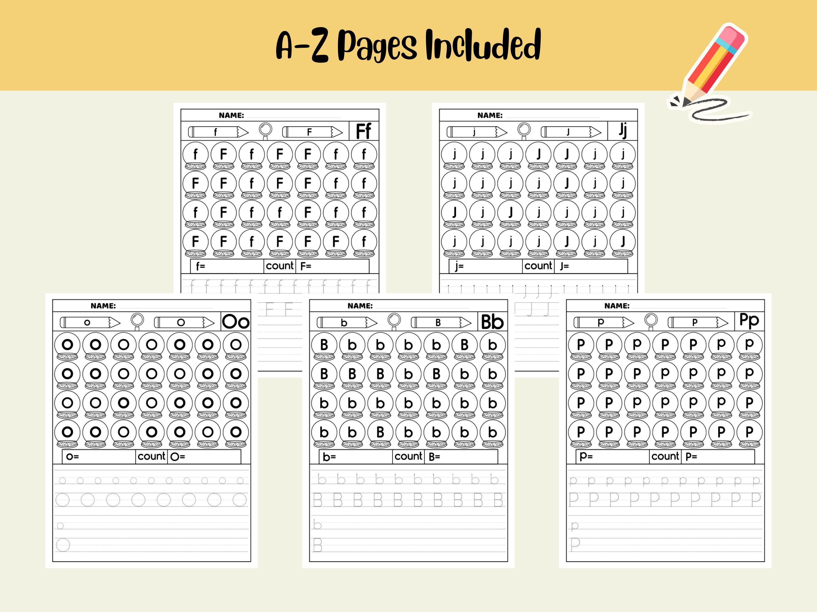 Alphabet Tracing Worksheets Printable for Kids Handwriting Practice ...