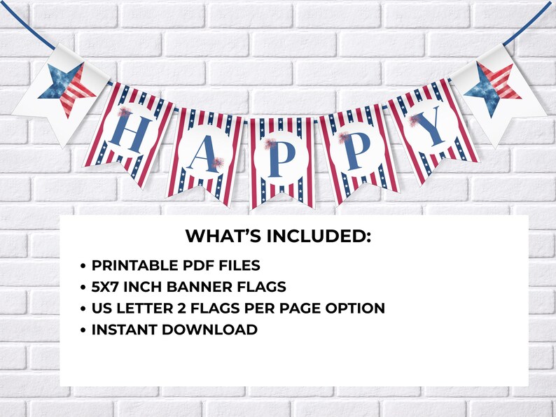 4th of July Banner Printable Independence Day Sign, Fourth of July ...