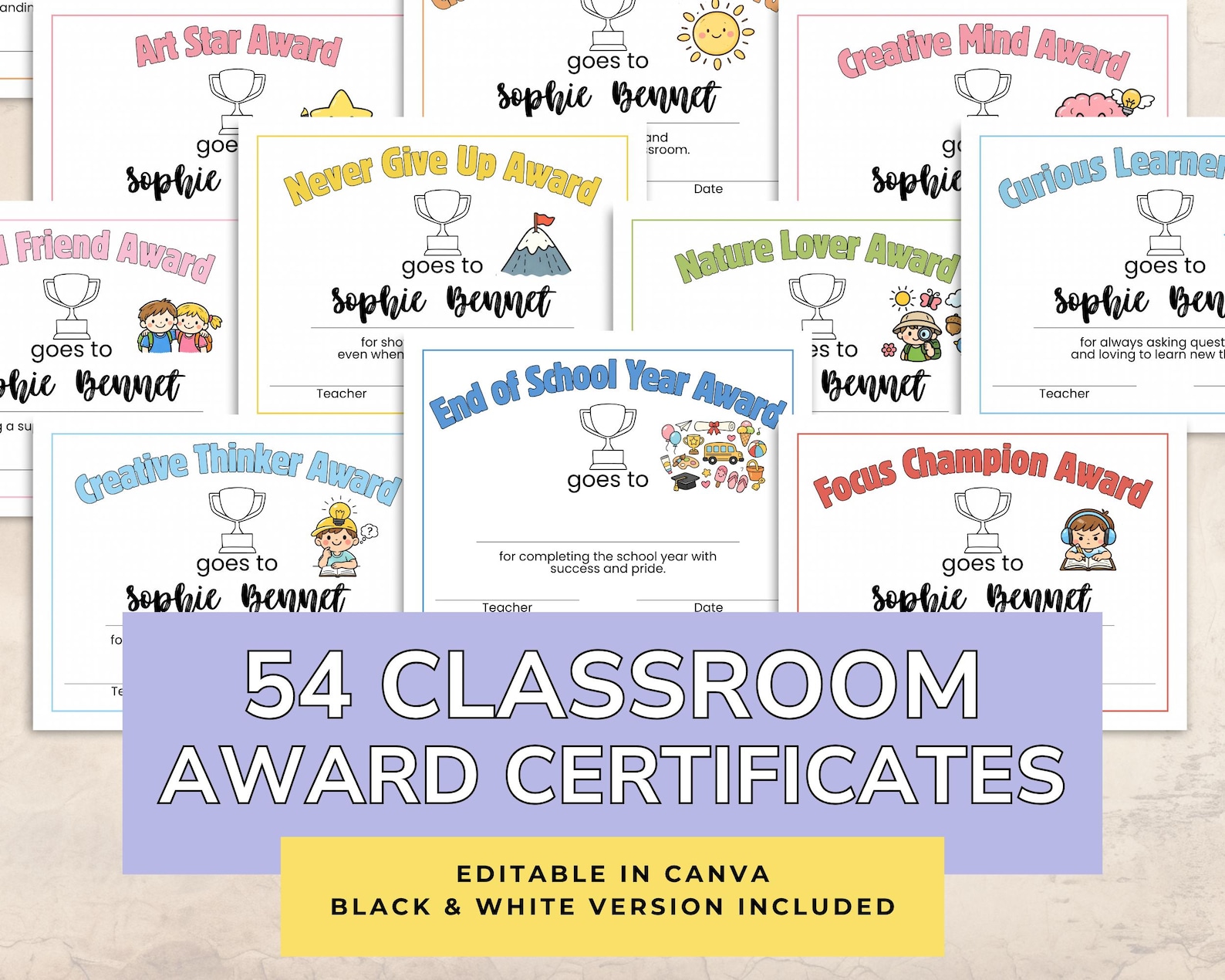 Classroom Award Certificates for Students, Last Day of School Awards ...