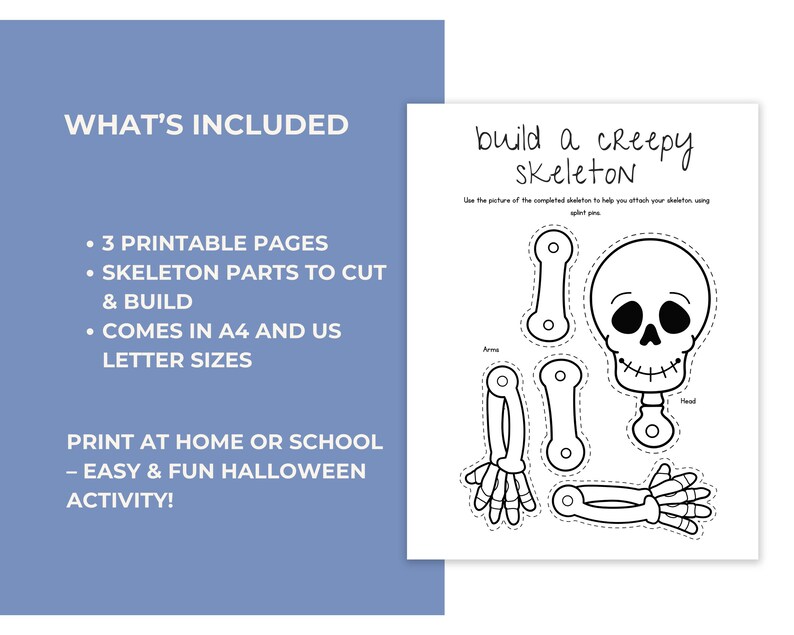 Build A Skeleton Craft Printable Halloween Activity for Kids Cut and ...