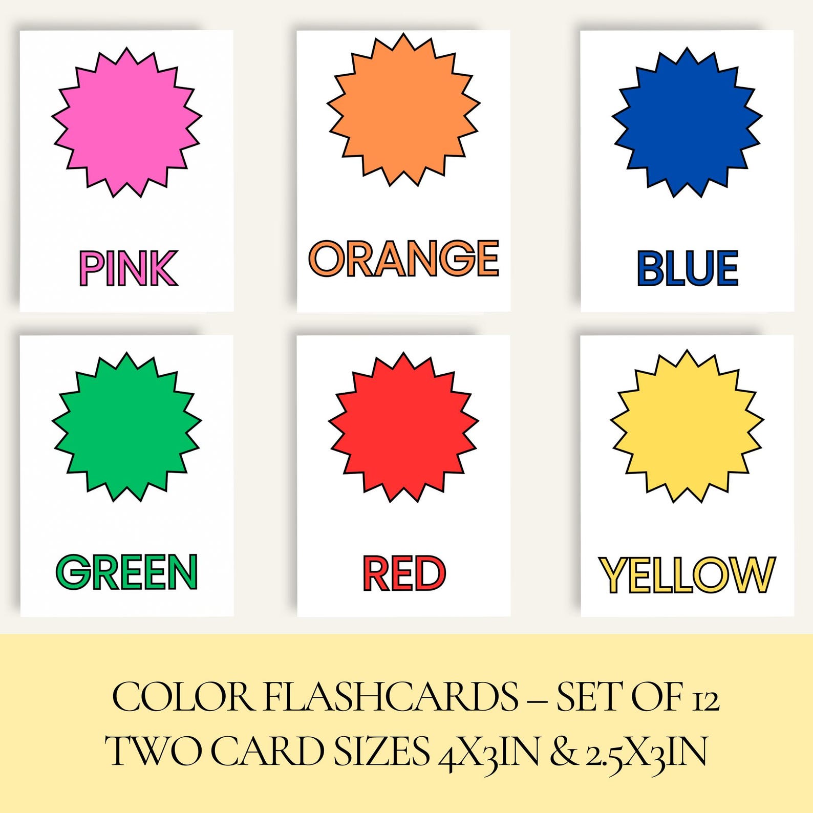 Color Flashcards for Kids – Printable Preschool Learning – 12 Colors ...