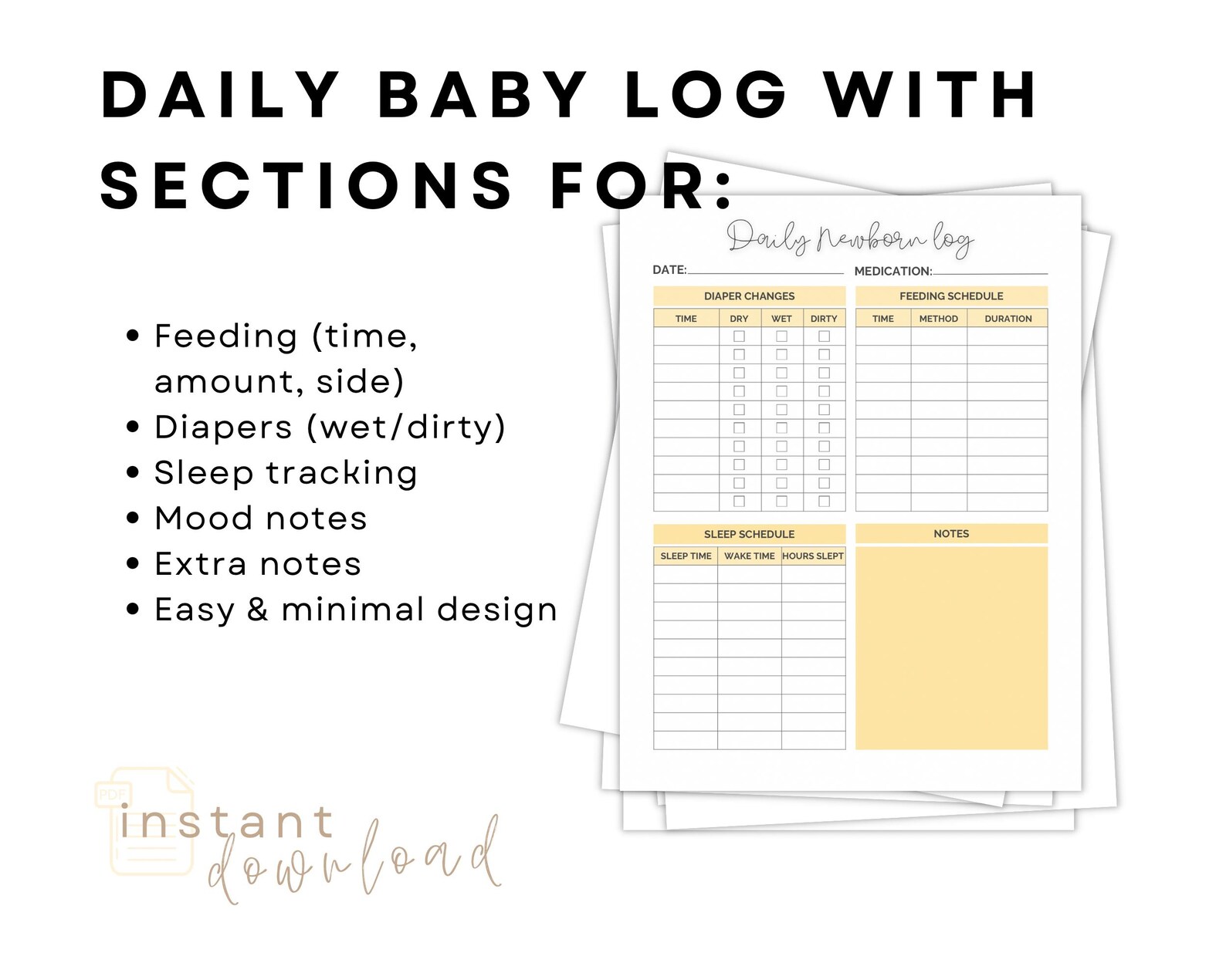 Newborn Baby Care Routine Tracker – Printable Daily Baby Log US Letter ...