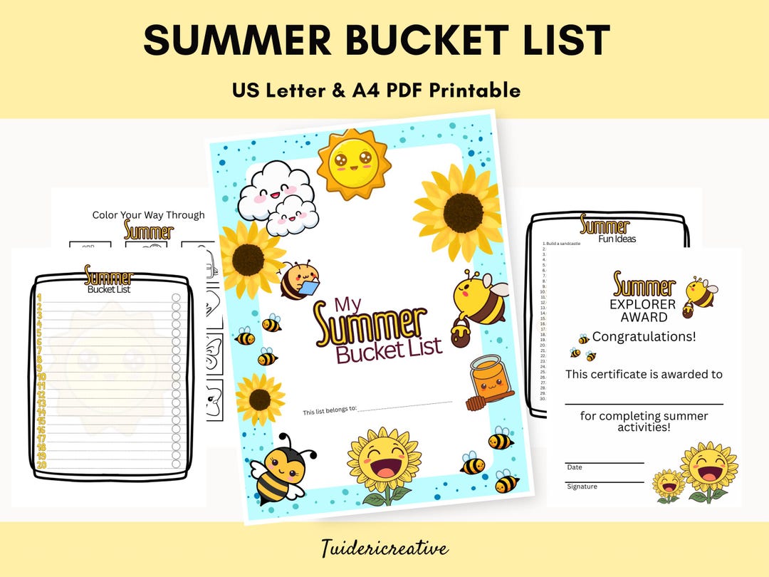 Kids Summer Bucket List Printable – Activity Pack With 30 Fun Ideas ...