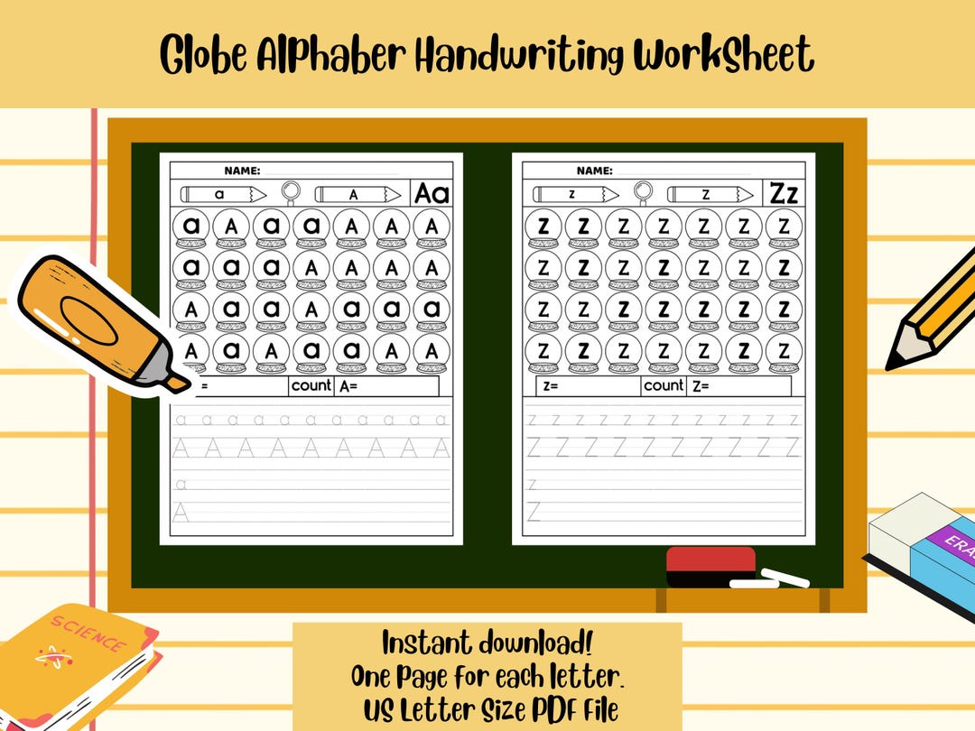 Alphabet Tracing Worksheets Printable for Kids Handwriting Practice ...