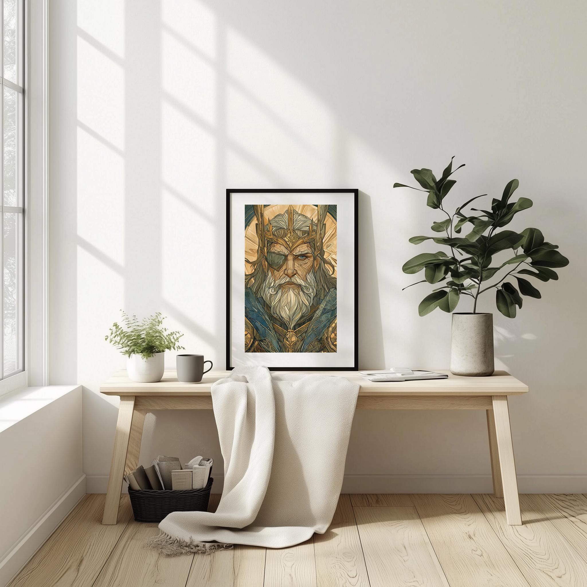 Vikings | Odin God Digital Art Print, Norse Mythology Art, Home Decor ...
