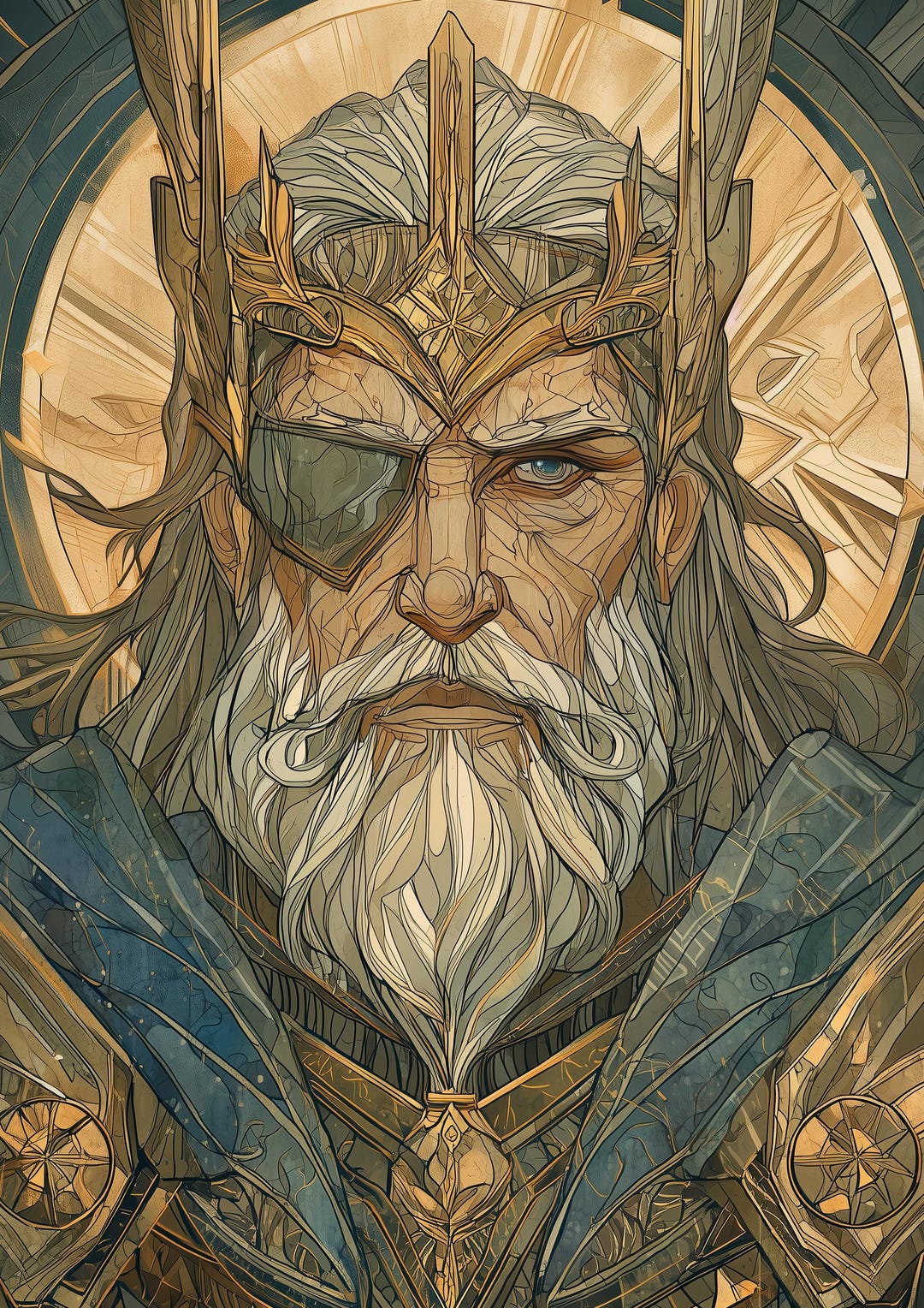 Vikings | Odin God Digital Art Print, Norse Mythology Art, Home Decor ...