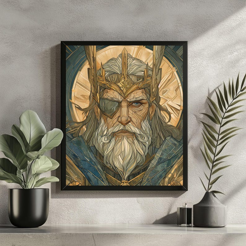 Vikings | Odin God Digital Art Print, Norse Mythology Art, Home Decor ...