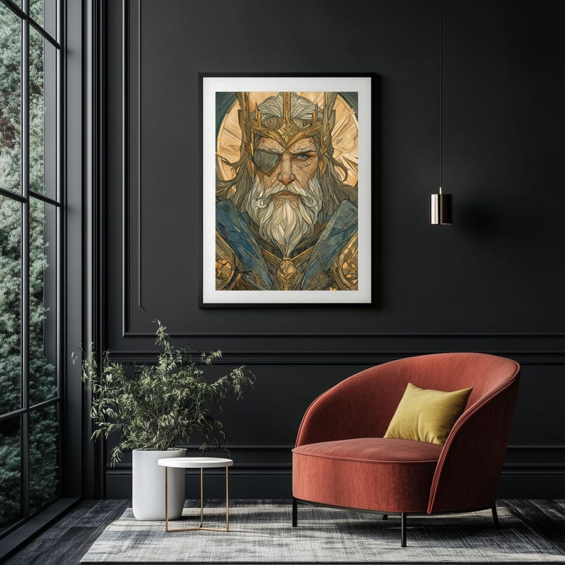 Vikings | Odin God Digital Art Print, Norse Mythology Art, Home Decor ...