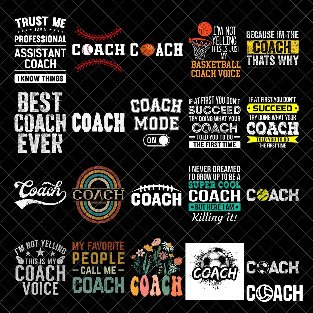 Coach Sublimation Design Bundle, Png Svg Clipart for Assistant Coach ...