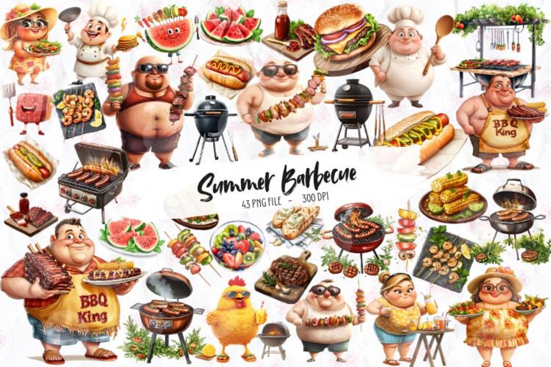 Summer Barbecue Day Clipart - Summer Clipart - Summer Png Bundle - Etsy